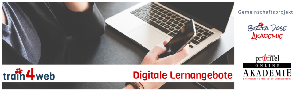 Eine Übersicht der "Digitale Lernangebote" der Train4Web.de